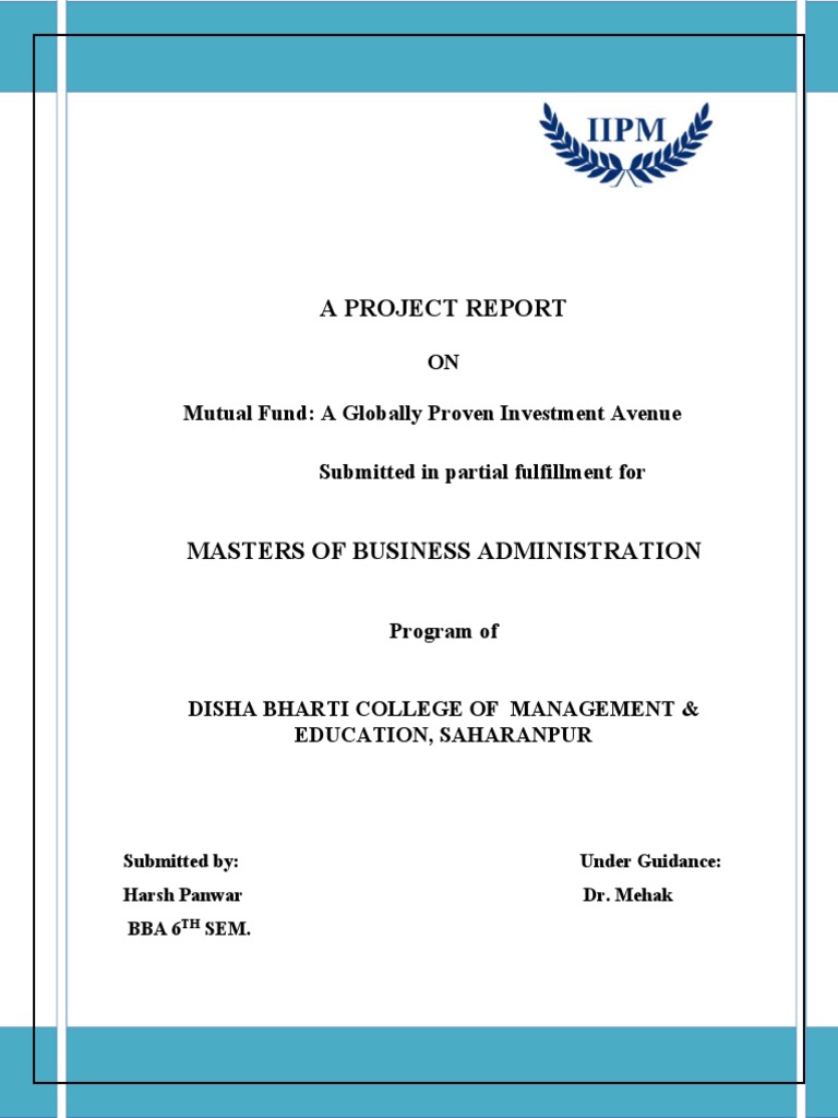 A Project Report: ON Mutual Fund: A Globally Proven Investment Avenue ...