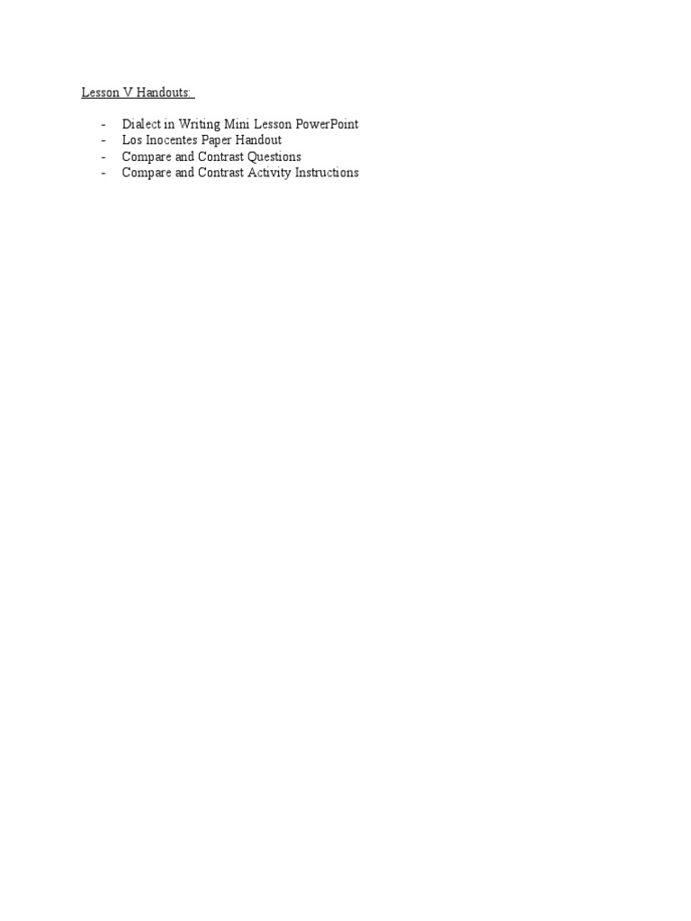 Lesson 5 Handouts | PDF