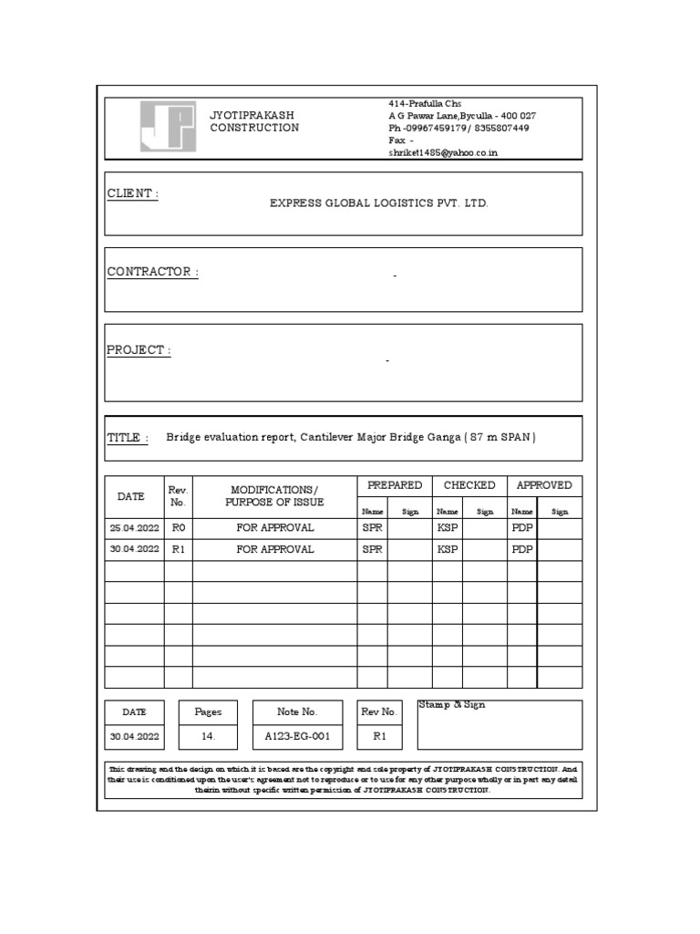 Bridge Evaluation Report - 87m - R1 | PDF | Bridge | Bending