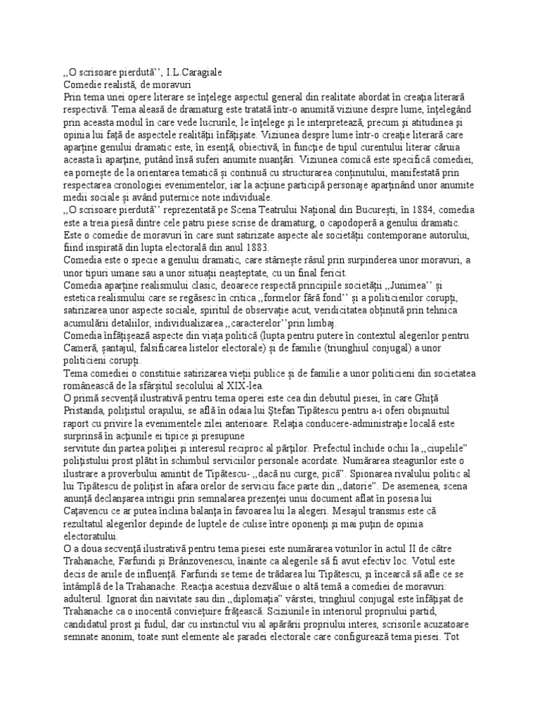 O Scrisoare Pierdută | PDF