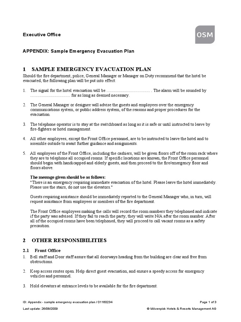 Appendix - Sample Emergency Evacuation Plan - 3 | PDF | Emergency ...