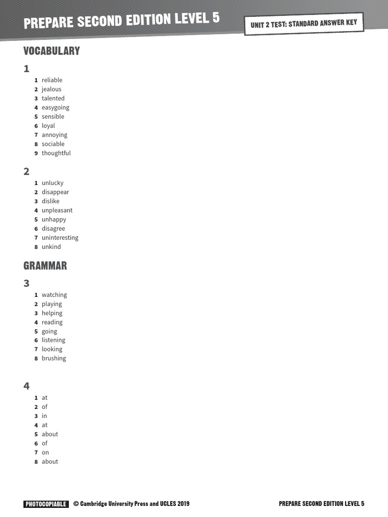 PRE UT U2S Answer Key | PDF