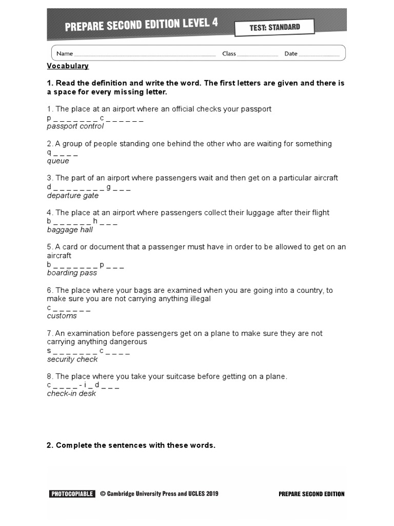 Full PRE-UT-U8S Unit 8 Standard Test With Answers A | PDF
