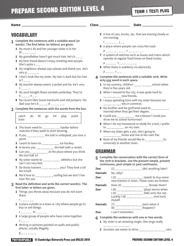 Prepare Second Edition Level 4: Vocabulary | PDF