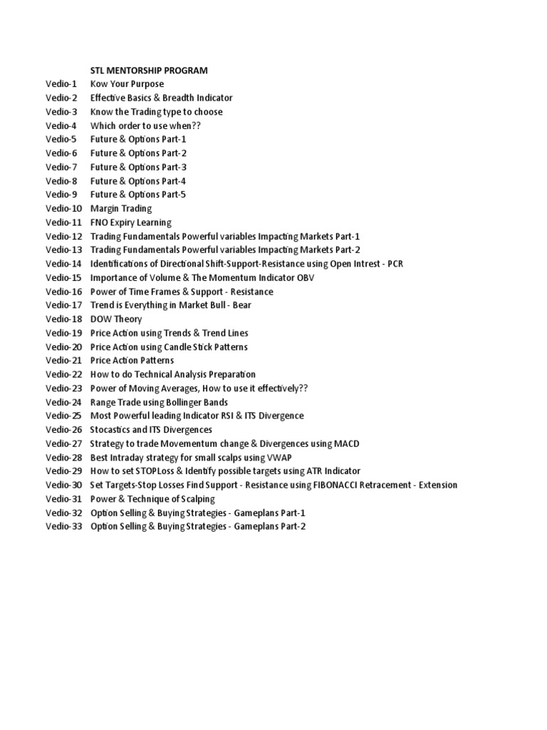 Index of STL Training Programme | PDF | Technical Analysis | Business