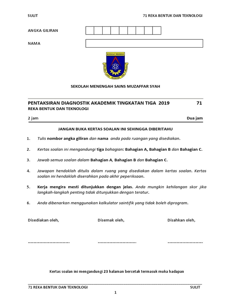 Pt3 RBT Sms Muzaffar Syah 2019 S | PDF
