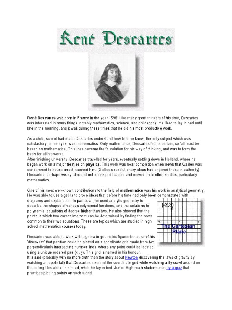 René Descartes | PDF | René Descartes | Equations