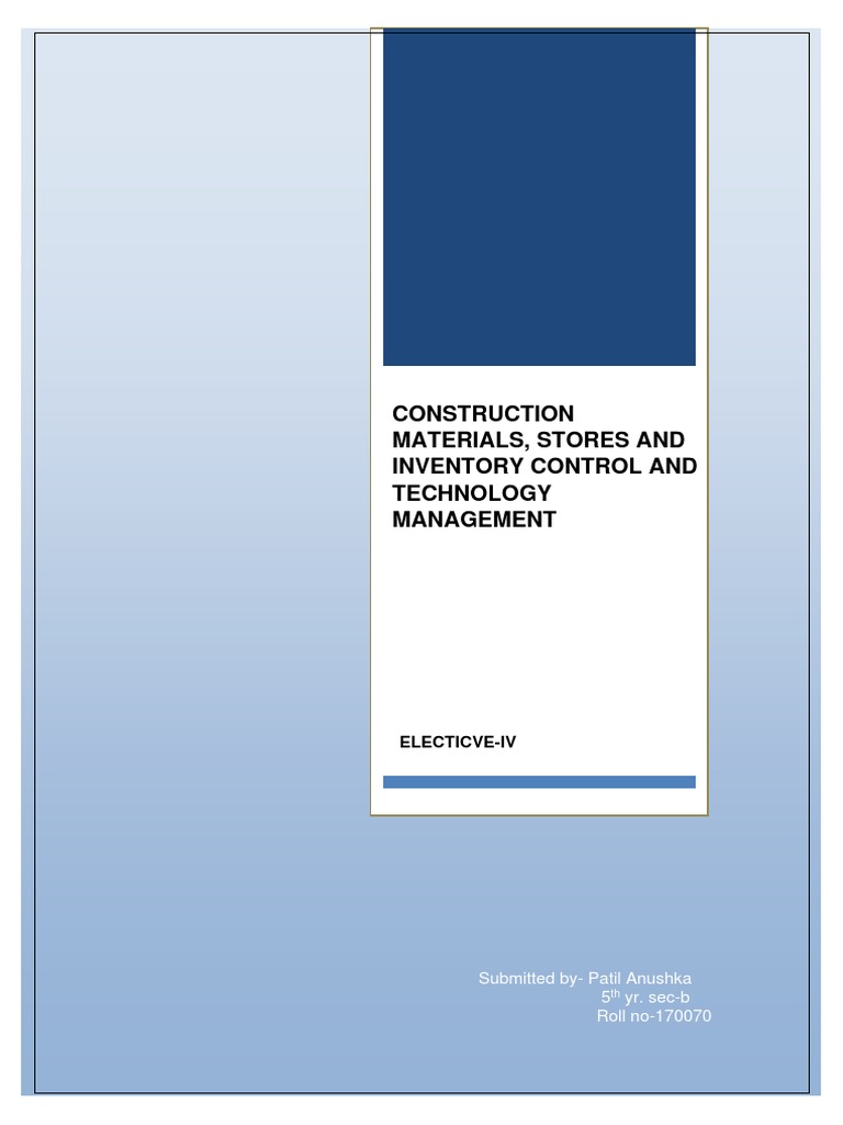 Construction Materials, Stores and Inventory Control and Technology ...