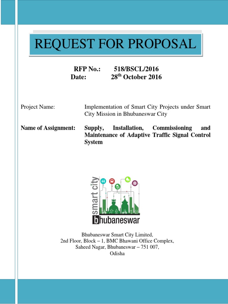BBSR Traffic Signal RFP - Final | PDF | Request For Proposal | Consultant