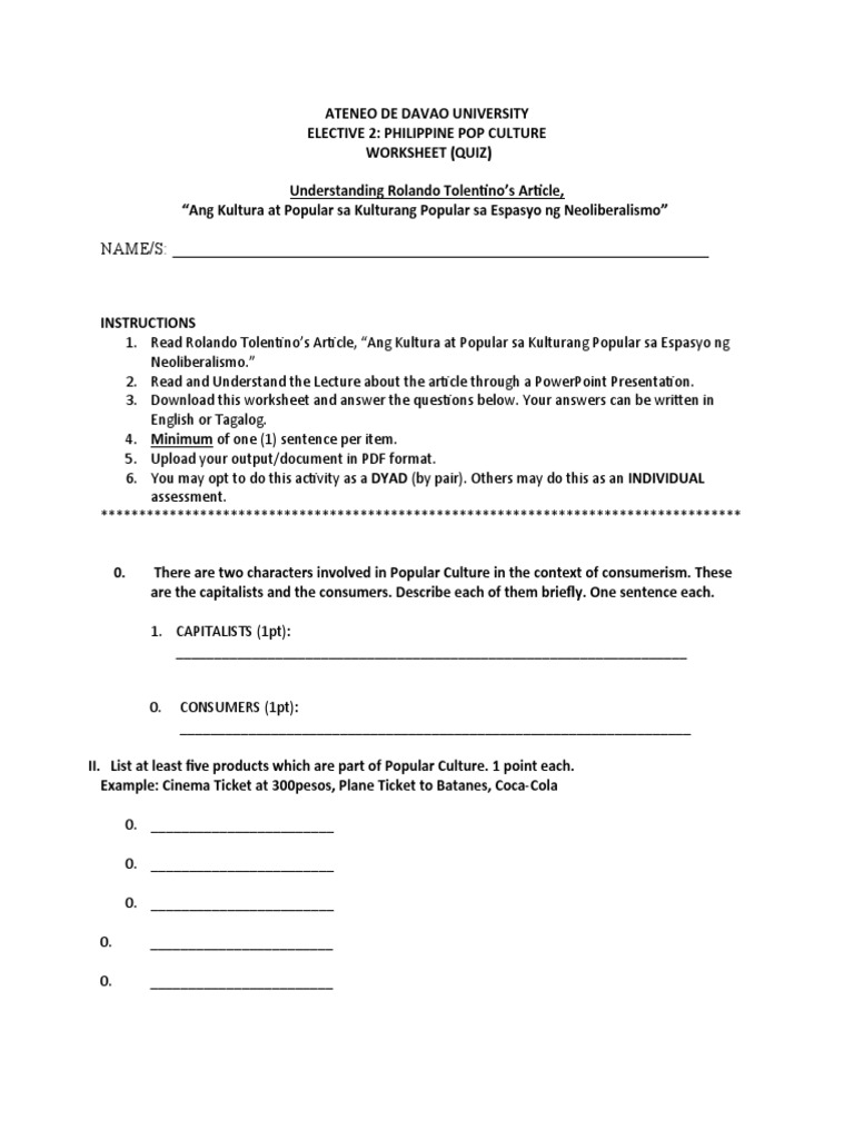 Module 1B - Quiz (Worksheet) | PDF | Communication | Cognition