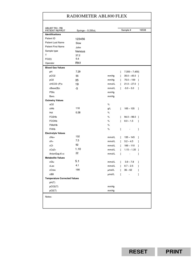 Radiometer Abl800 Flex: Identifications | PDF