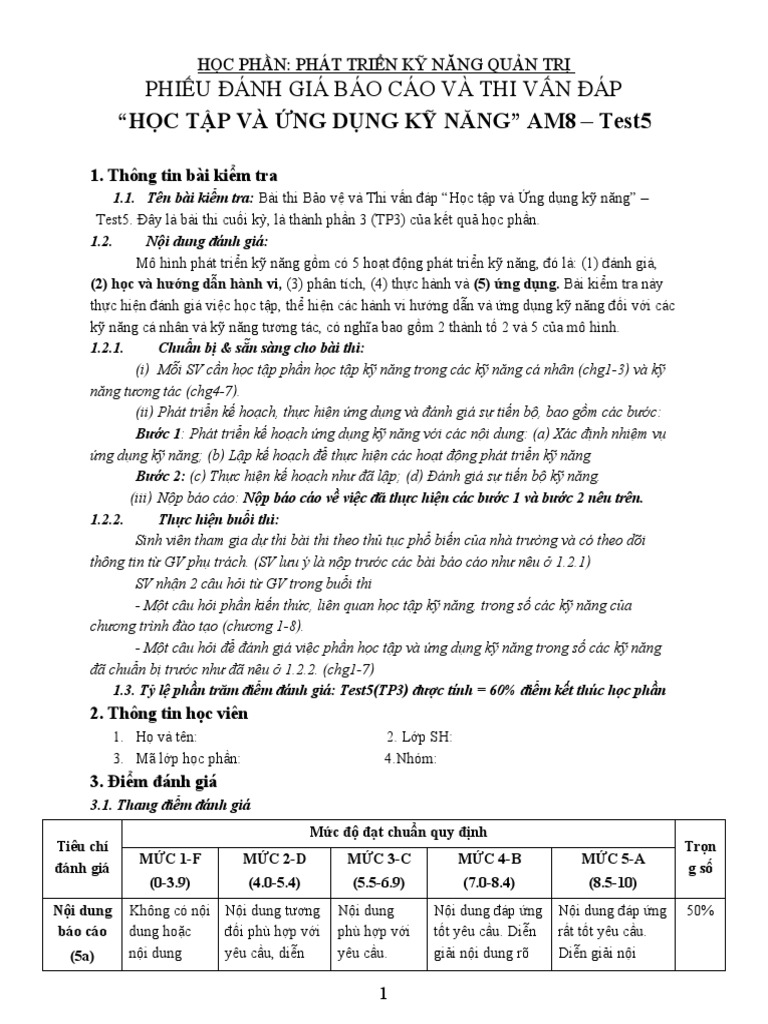 HRM3002 (DMS) Rubric For Skill Learning Application (AM8 - Test5 ...