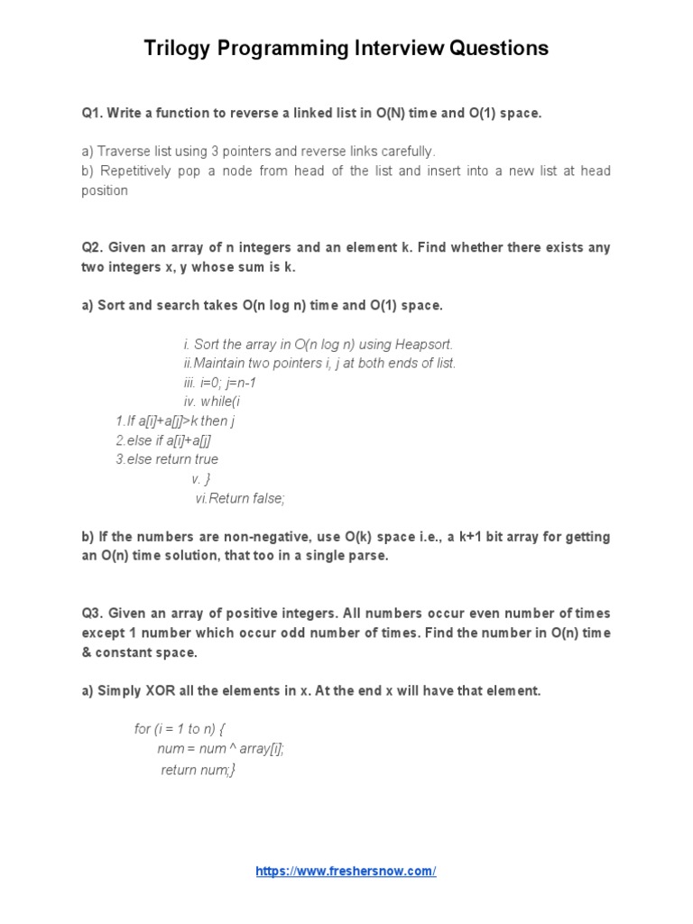 Trilogy Programming Interview Questions | PDF | Array Data Structure ...