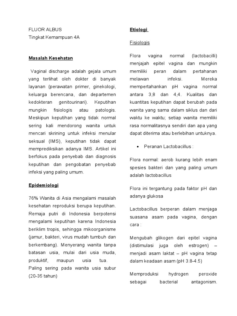Penyebab dan Diagnosis Fluor Albus | PDF