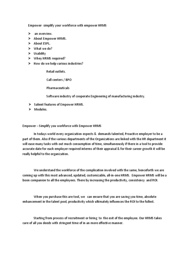 Empower HRMS for SMEs: Streamlining HR Processes | PDF | Human Resource ...