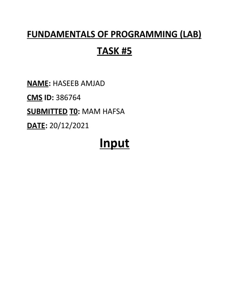 TASK #5 Opeations | PDF