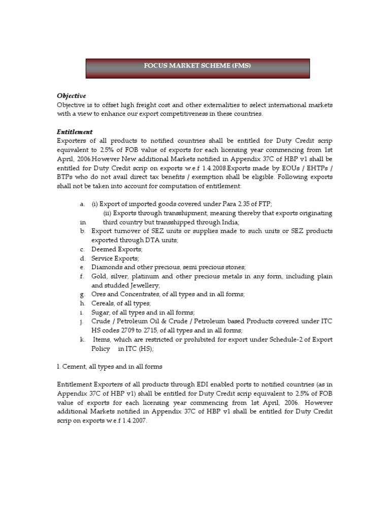 Focus Market Scheme | PDF | Economies | Business