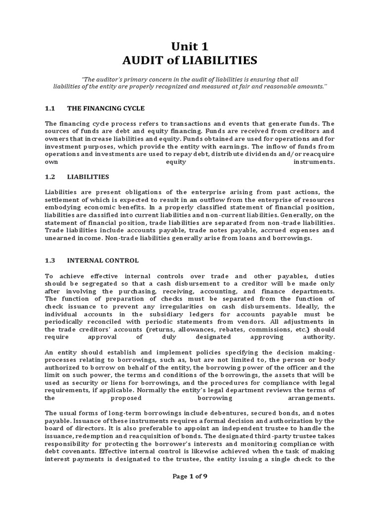 Audit Procedures for Liabilities | PDF | Debt | Accounts Payable