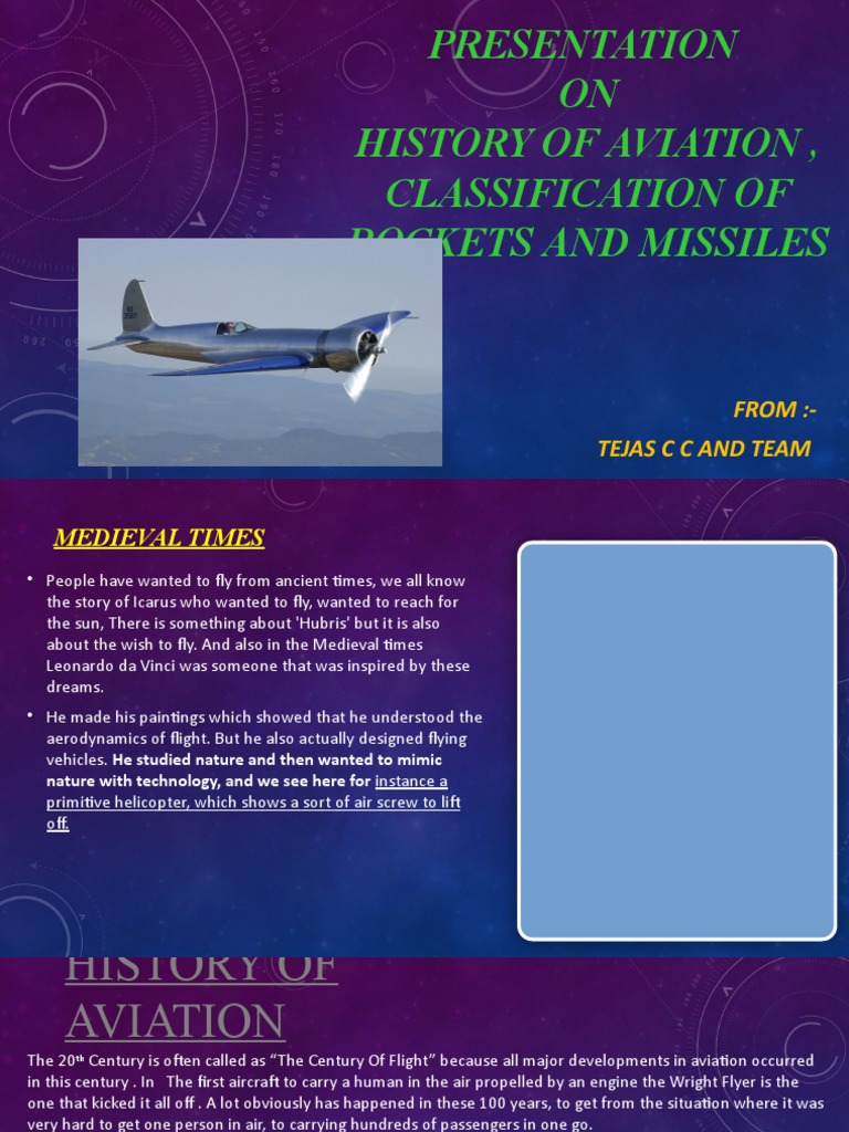 Presentation ON History of Aviation, Classification of Rockets and ...
