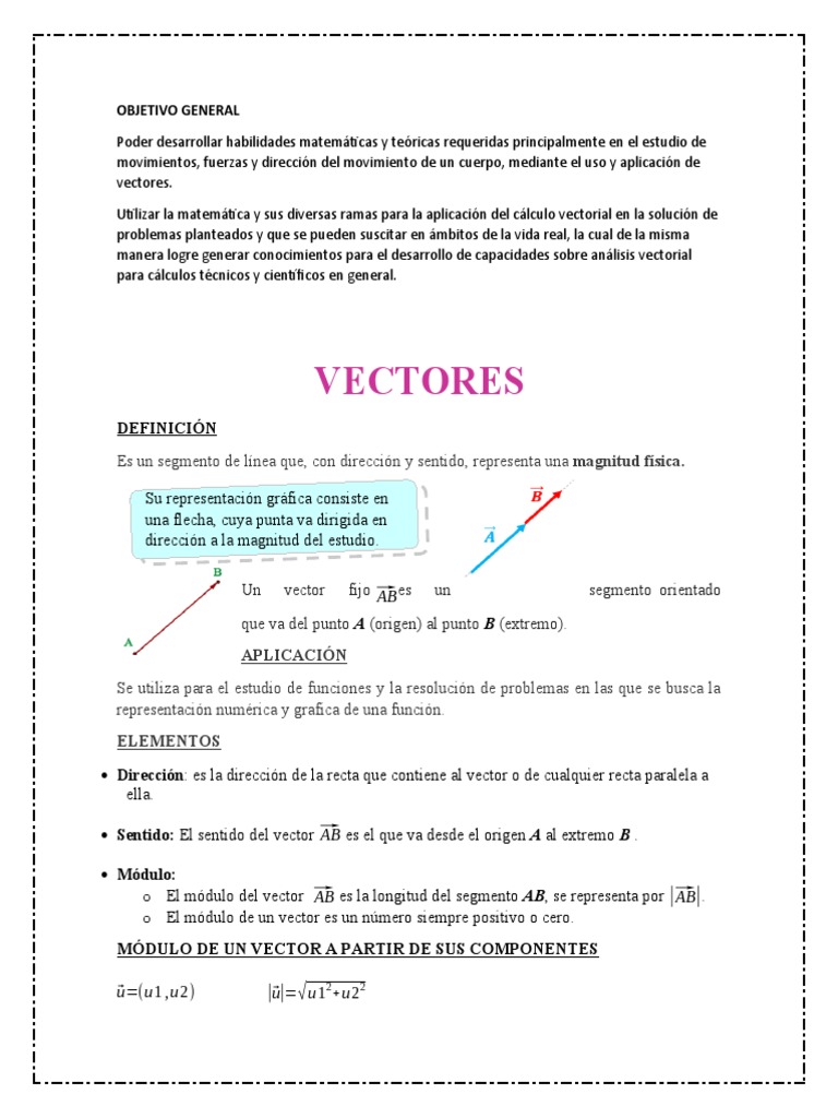 VECTORES | Descargar gratis PDF | Vector Euclidiano | Matemáticas
