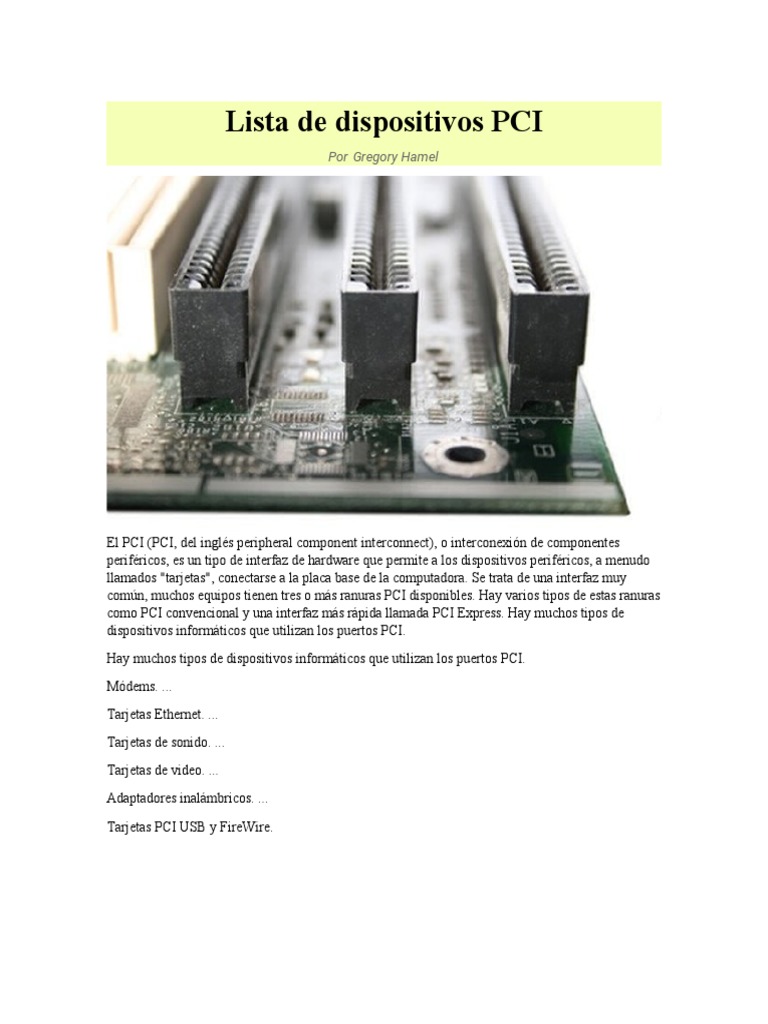 Lista de Dispositivos PCI | PDF | Hardware de la computadora | Informática