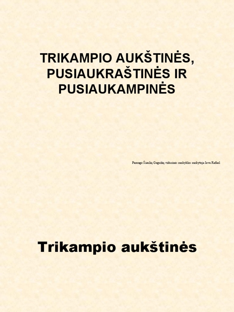 Trikampio Aukstines Pusiaukampines Pusiaukrastines | PDF