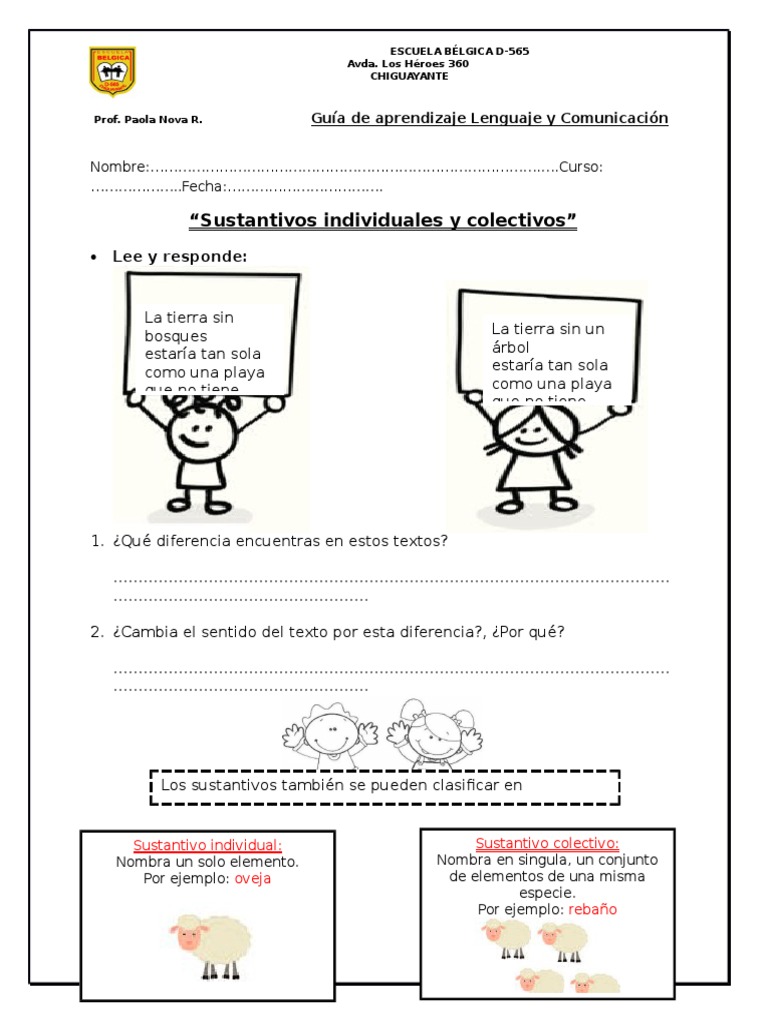 Guia Aprendizaje 3 Los Sustantivos Individuales y Colectivos | PDF
