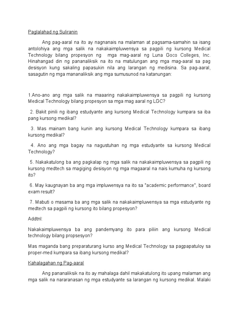 Ang Paglalahad NG Suliranin | PDF