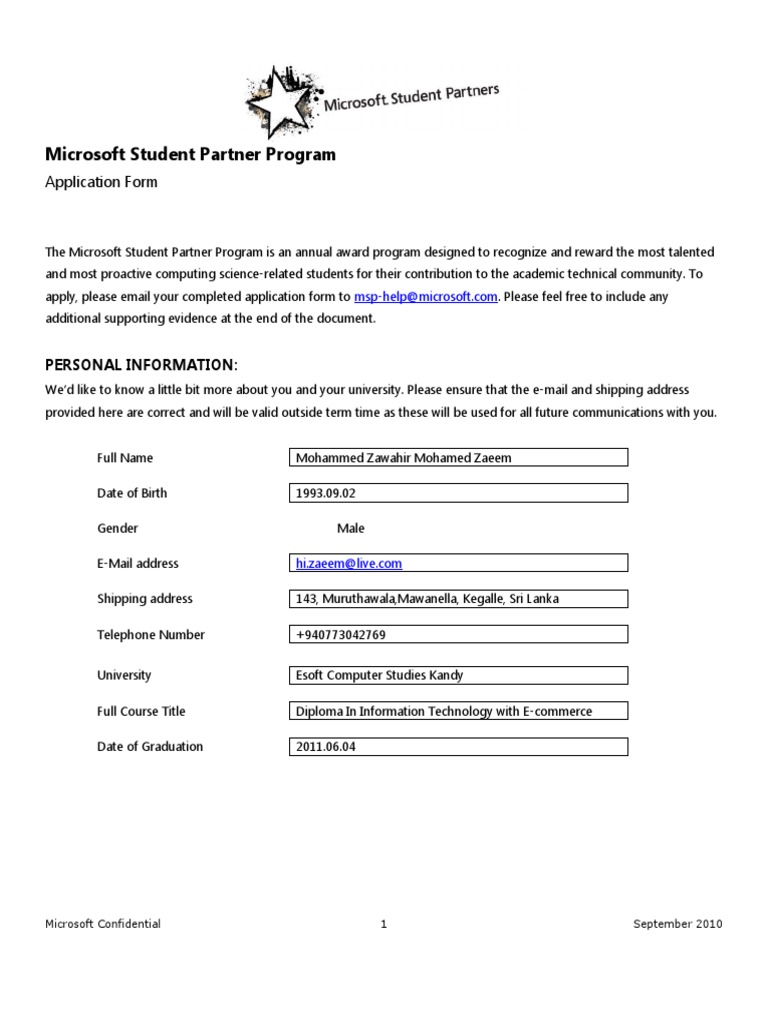 Microsoft Student Partners Application | PDF | Business | Science And ...
