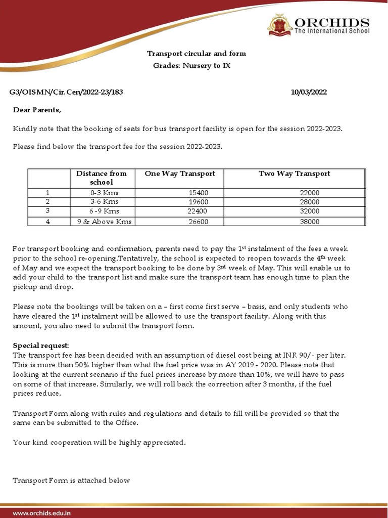 Cir - 183 - Final Transport Circular - All Zones | PDF | Transport