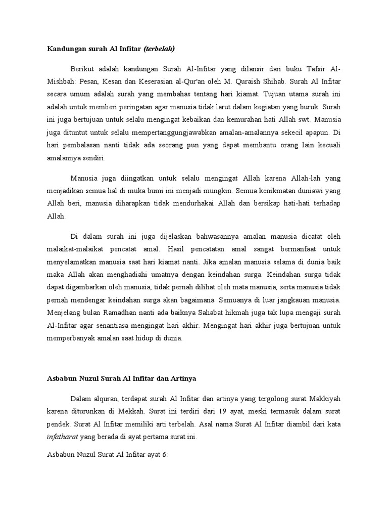Kandungan Surah Al Infitar | PDF