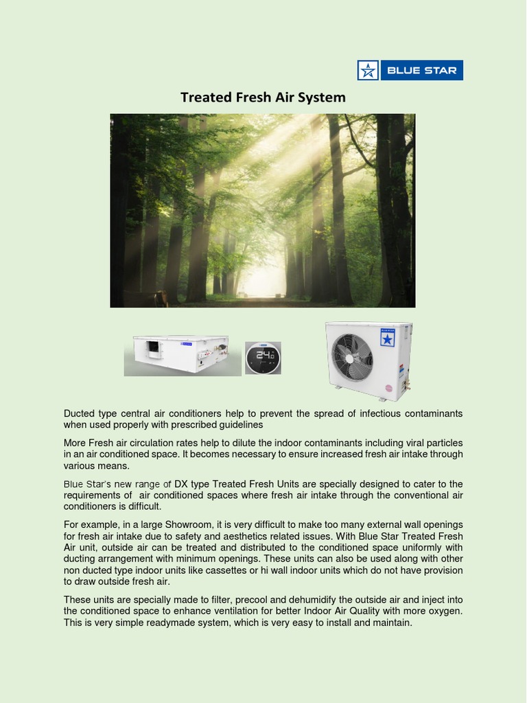 Treated Fresh Air System | PDF | Ventilation (Architecture) | Air ...