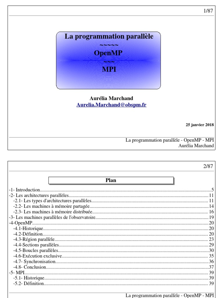Programmation Parallèle: OpenMP & MPI | PDF | Parallélisme (informatique) | Processeur