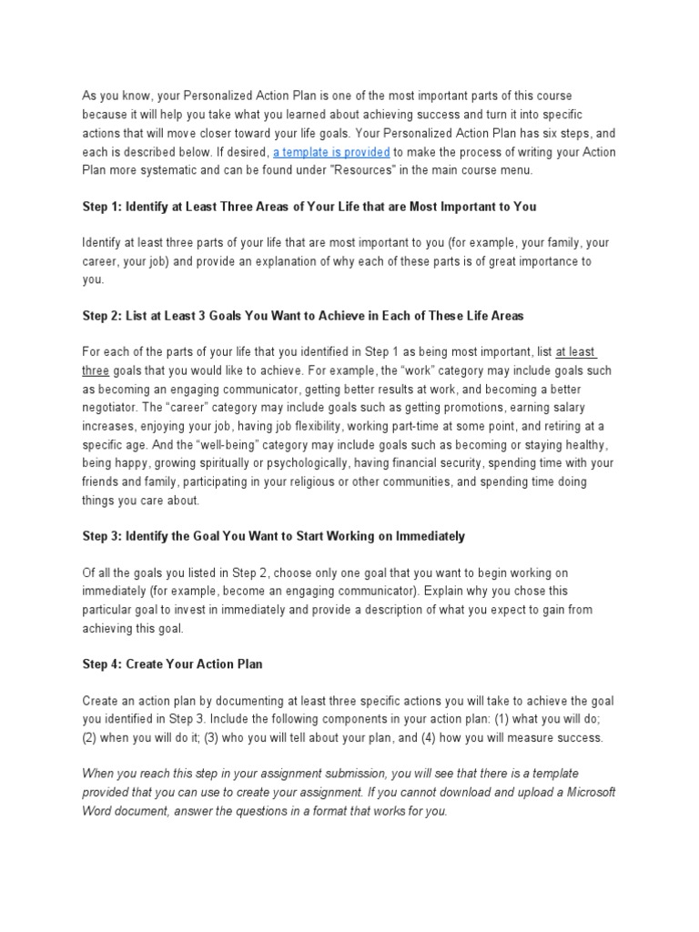 Guide to Developing a Personalized Action Plan for Achieving Life Goals ...