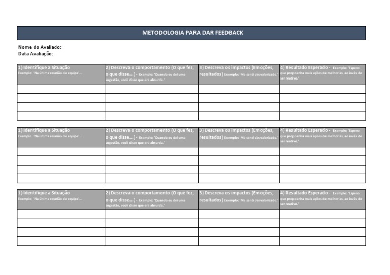 Formulário - Metodologia para Dar Feedback | PDF