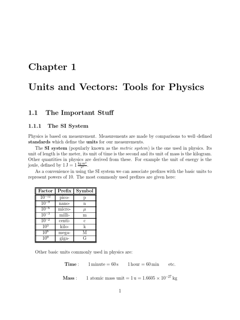 Chap1 Units and Vectors | PDF | Euclidean Vector | Kilogram