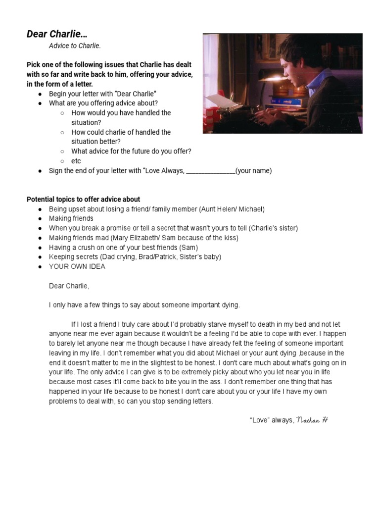 Nathan Harms - Advice To Charlie | PDF | Self-Improvement | Lifestyle