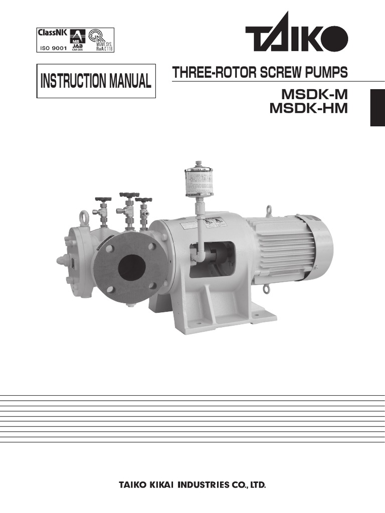 Taiko Three-Rotor Screw Pumps | PDF | Pump | Valve