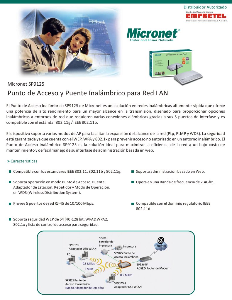 Micronet Sp9125 Espanol HD | PDF | Ieee 802.11 | Punto de acceso inalámbrico