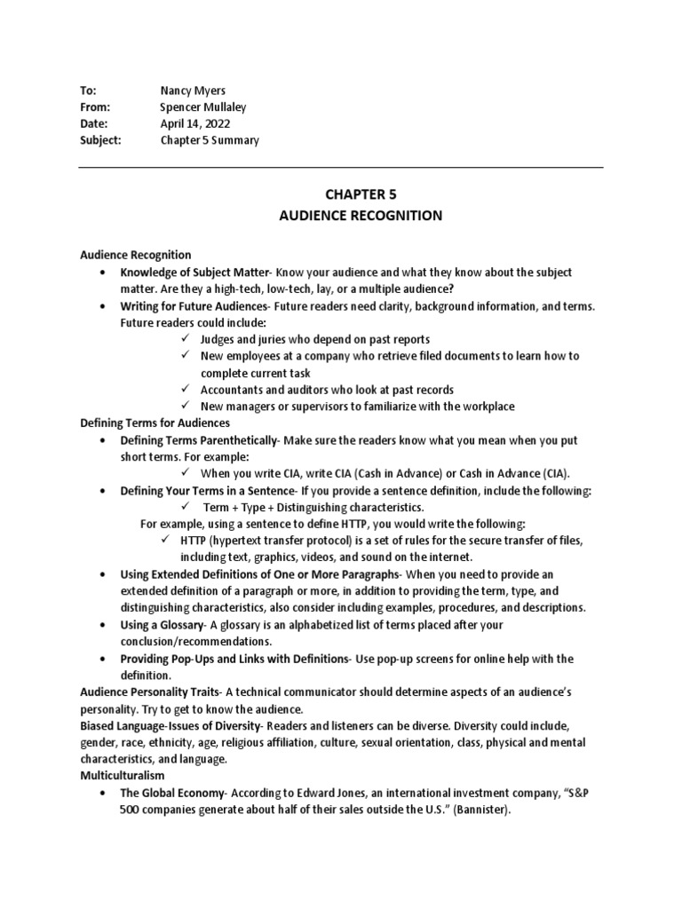 Chapter 5 Summary | PDF