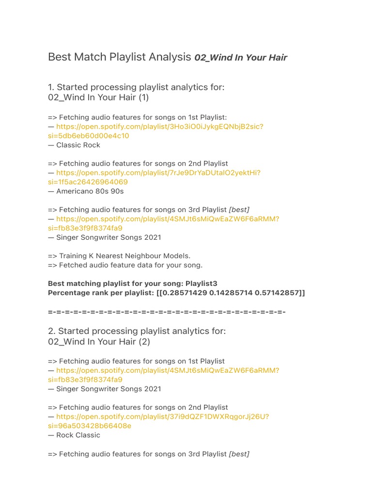 Playlist Analysis - Best Fit Out of 3 Playlists at A Time | PDF | Art