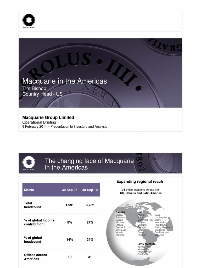 Macquarie in The Americas: Tim Bishop Country Head - US | PDF | Private ...