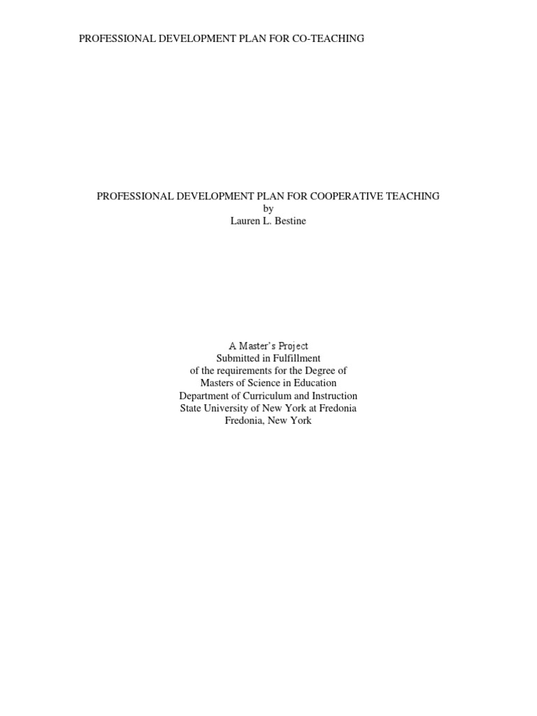 Professional Development Plan For Co-Teaching | PDF | Special Education ...