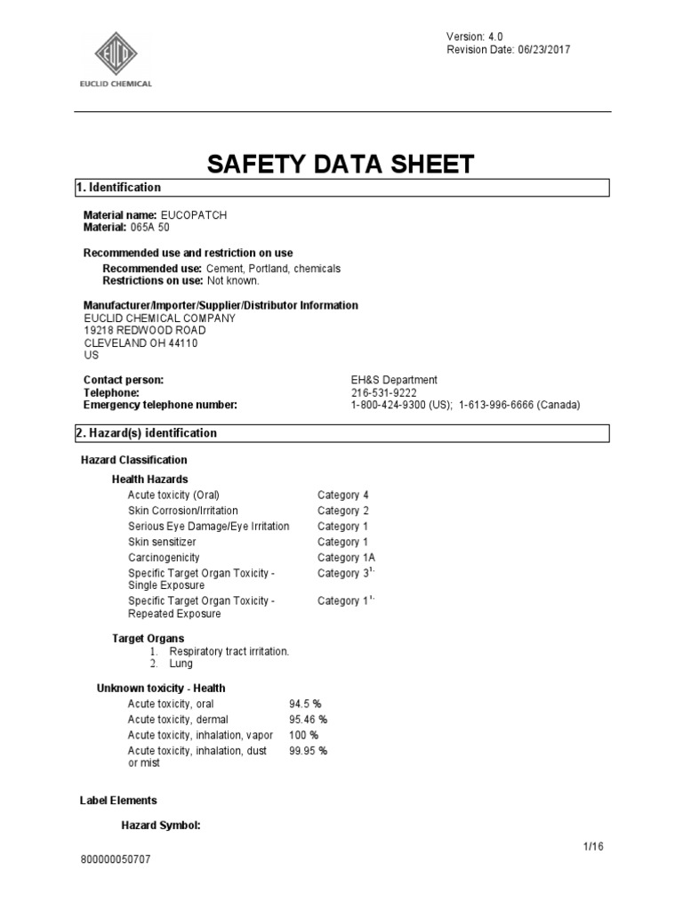 Safety Data Sheet: 1. Identification | PDF | Toxicity | Silicon Dioxide