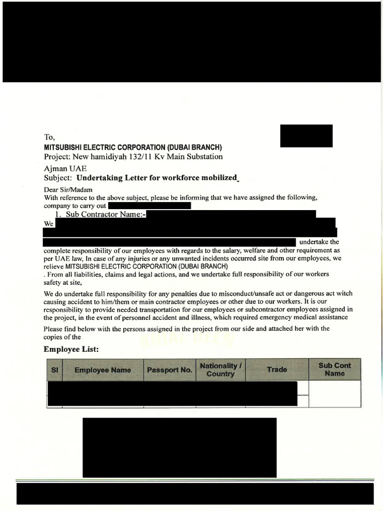 Undertaking Letter Format | PDF