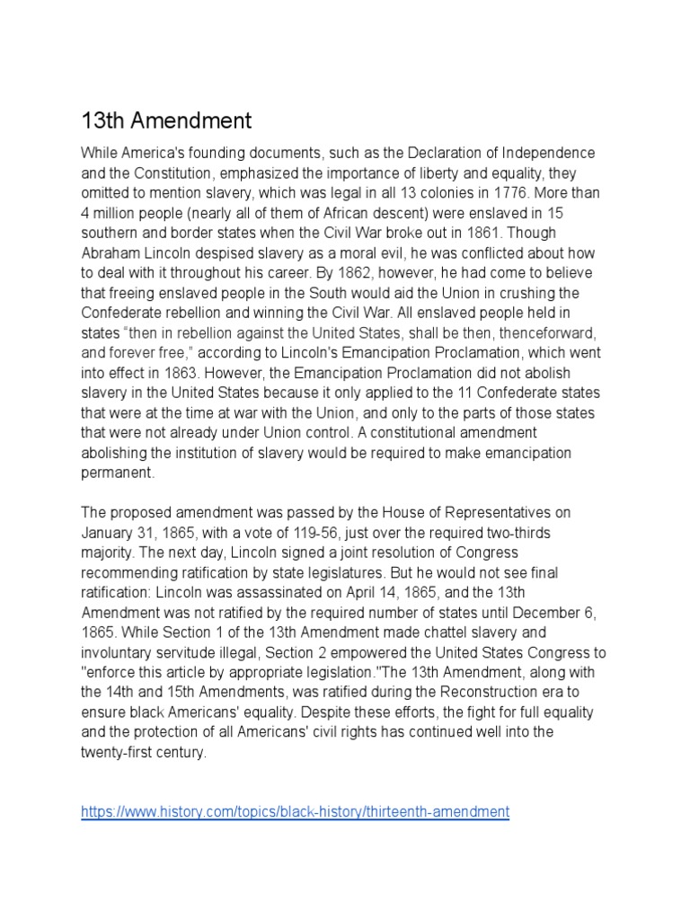 Overview of the 13th, 14th, and 15th Amendments | PDF | Thirteenth ...