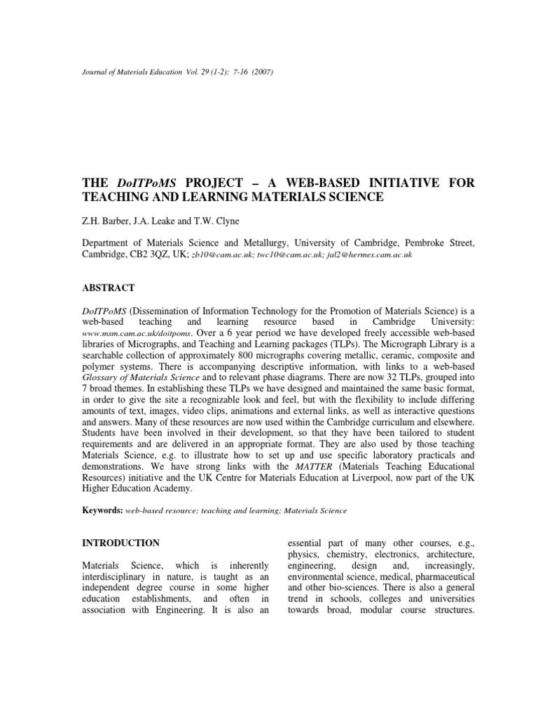 Journal of Web Based Material | PDF | Materials Science | Teachers