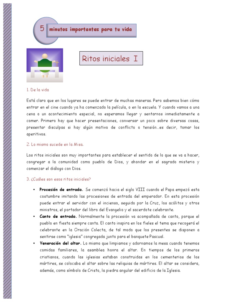 La importancia de los ritos iniciales en la Misa | PDF | Misa (liturgia ...
