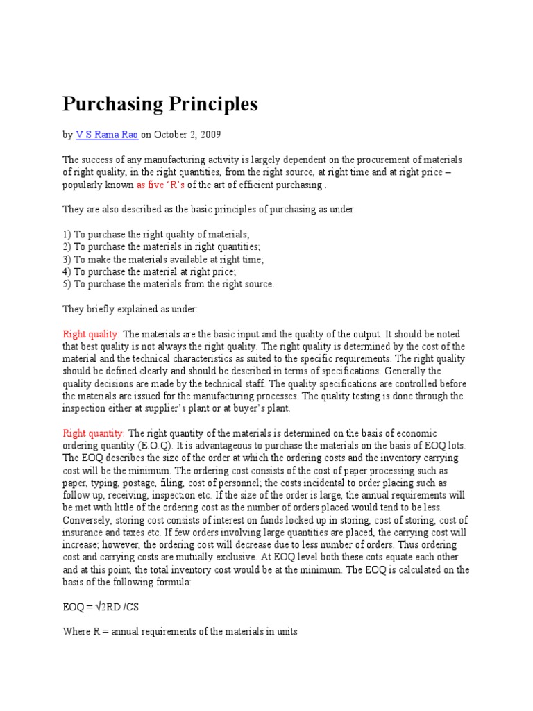 Purchasing Principles | PDF | Procurement | Prices