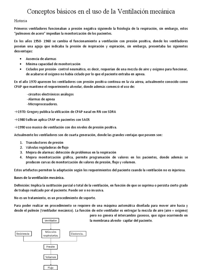 Clase 01 - Conceptos Básicos en El Uso de La Ventilación Mecánica | Descargar gratis PDF ...